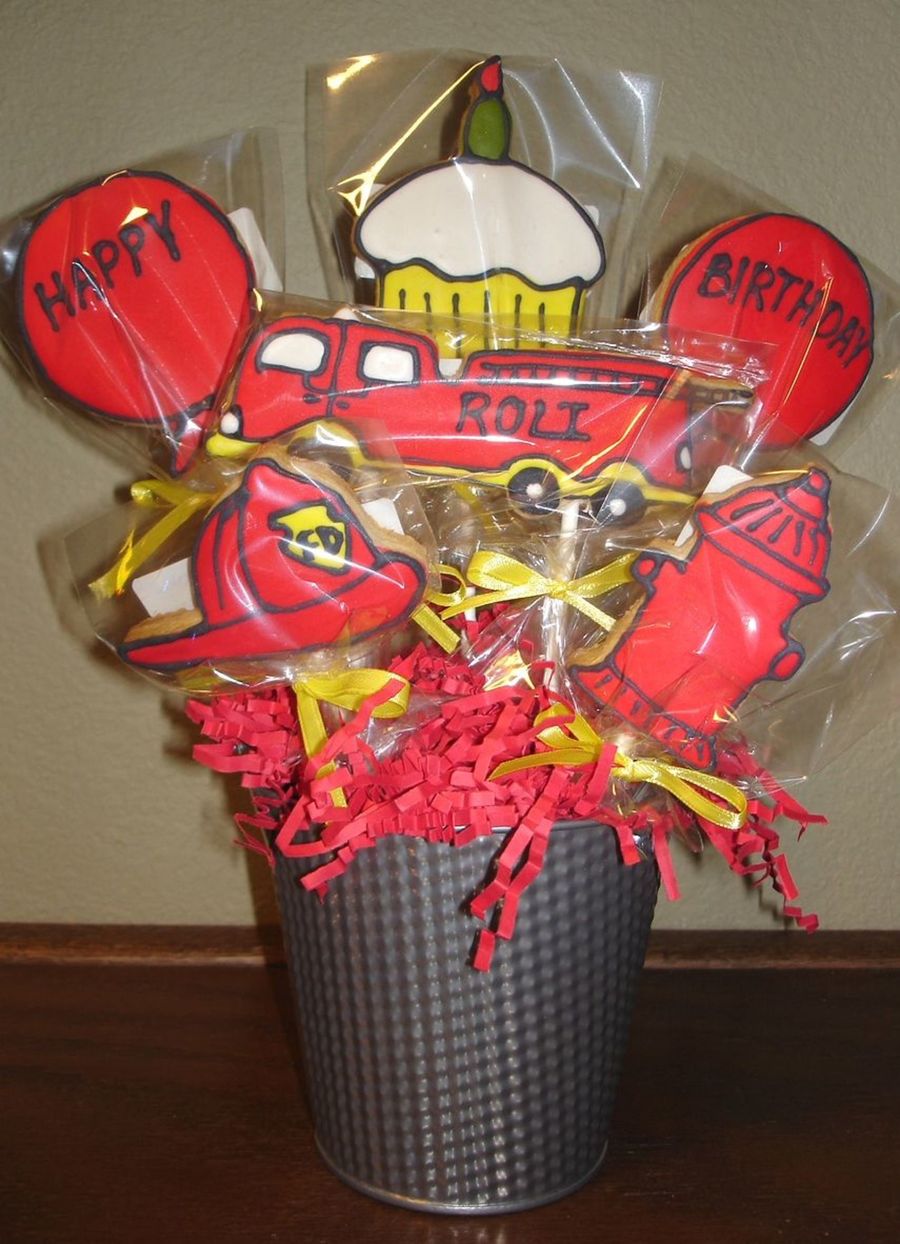 Fire Department Theme Cookie Bouquet - CakeCentral.com