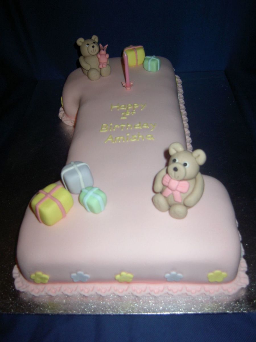 1 Shaped Cake With Teddies For Girl - CakeCentral.com