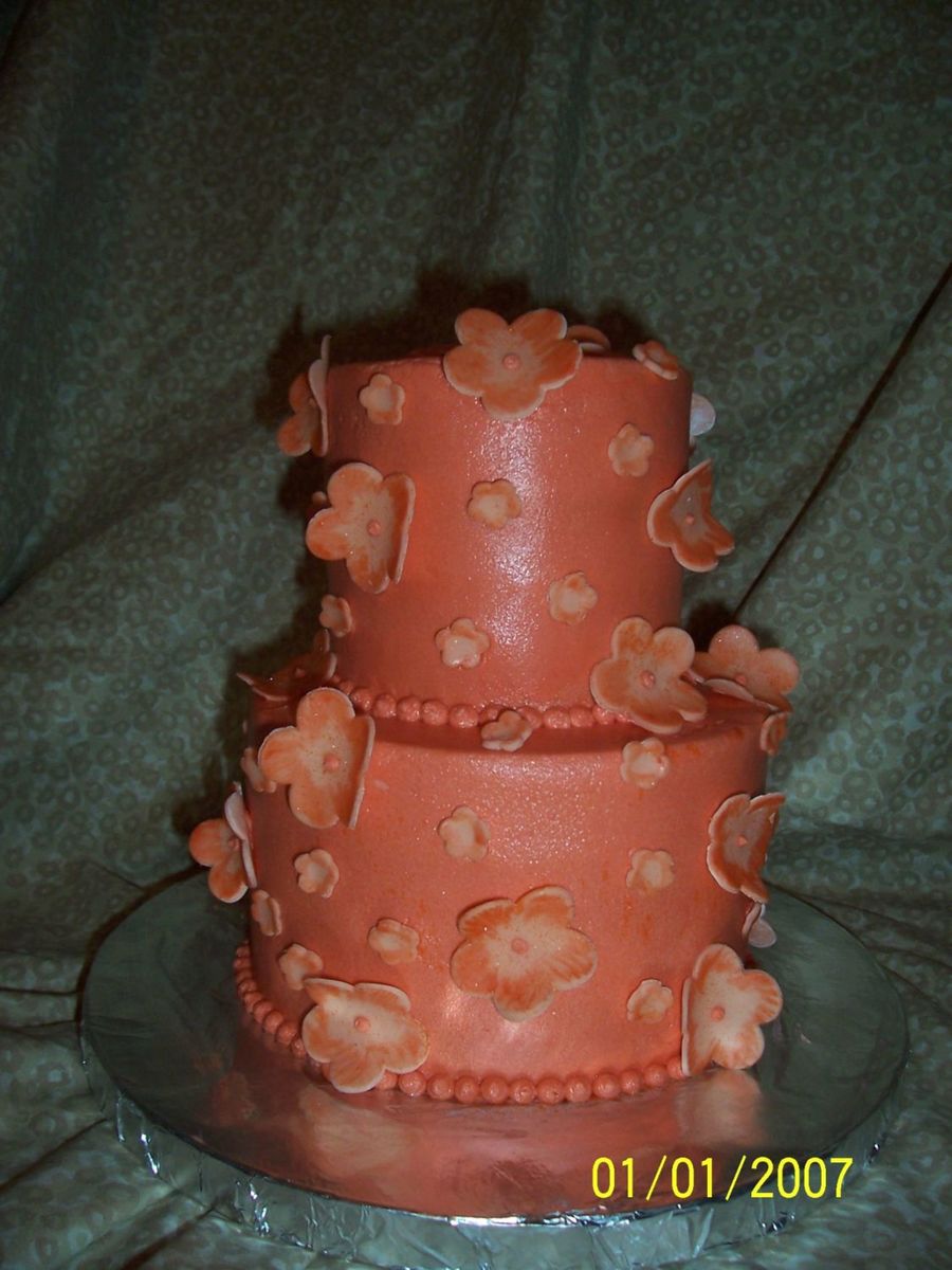 Orange & Flowers - CakeCentral.com