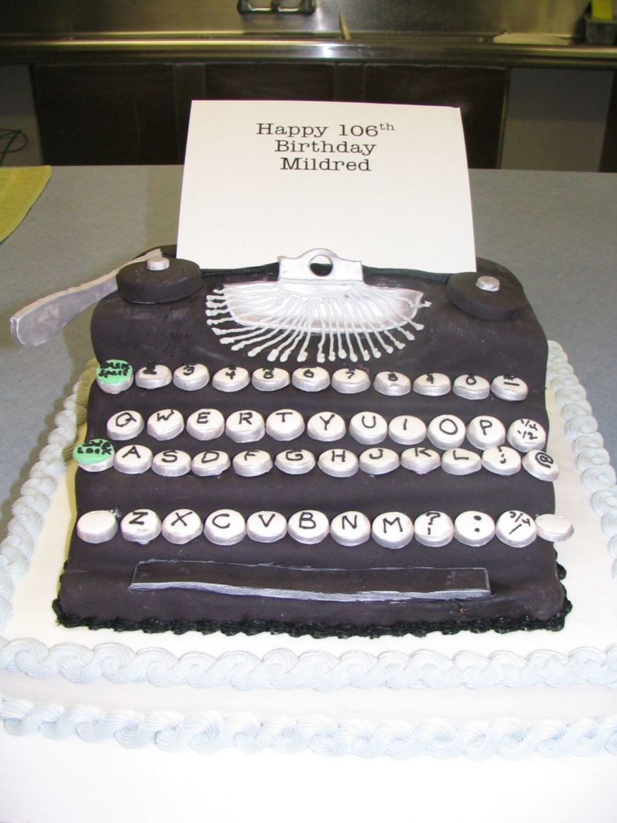 Typewriter Birthday Cake - CakeCentral.com
