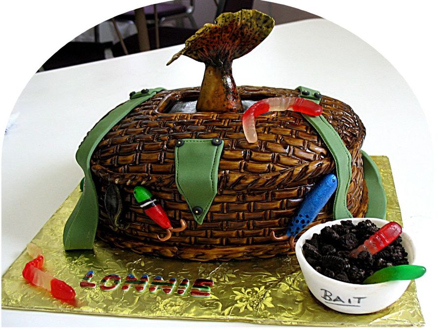 Fishing Creel And Bait Cake - CakeCentral.com