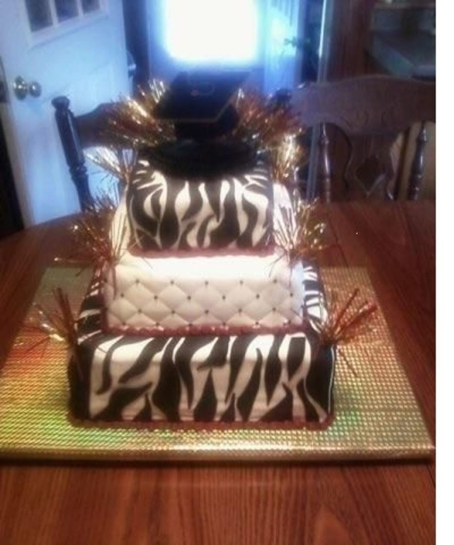 Ashlyns Zebra Graduation - CakeCentral.com
