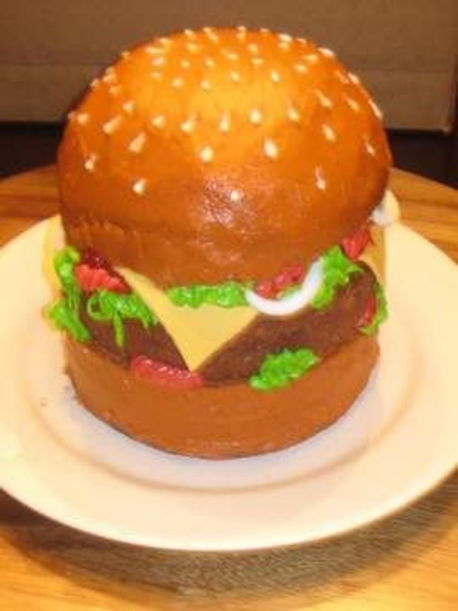 Hamburger Cheeseburger Cake - CakeCentral.com