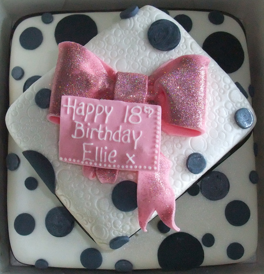 Spotty Birthday Cake With Pink Bow - CakeCentral.com