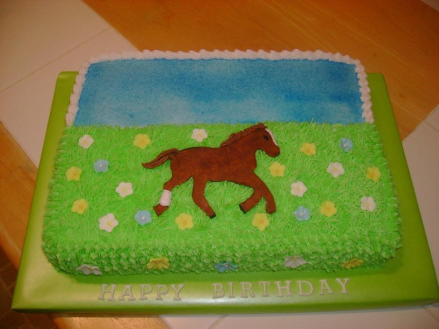 Horse In Meadow Cake - CakeCentral.com