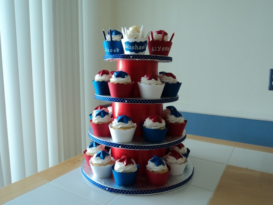 Red, White And Blue Cupcake Tower - CakeCentral.com