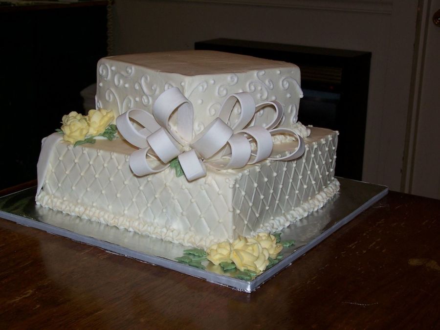 Square Stacked Wedding Cake - CakeCentral.com