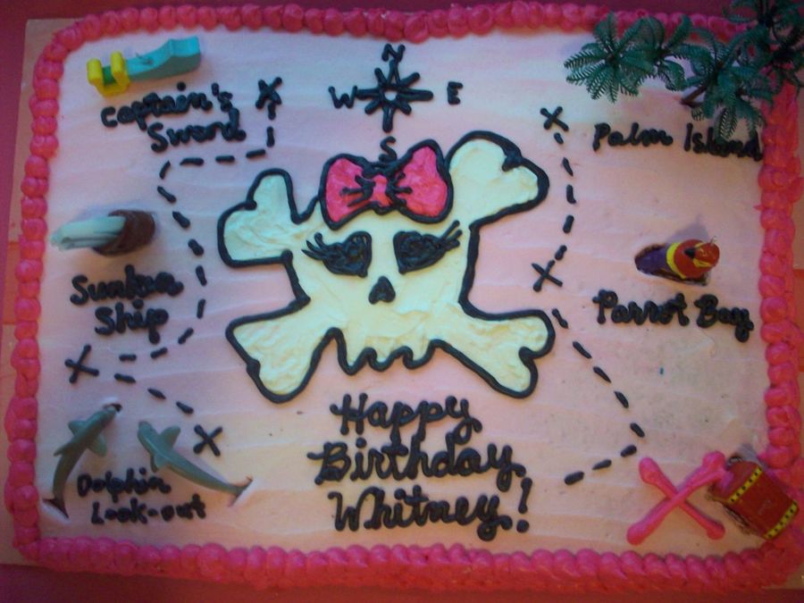 Girl's Pirate Treasure Map Cake - CakeCentral.com