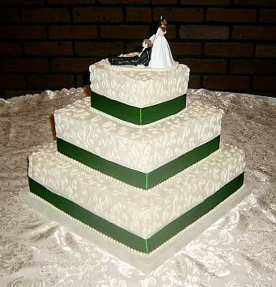 Square 3 Tiered Stacked Wedding Cake - CakeCentral.com