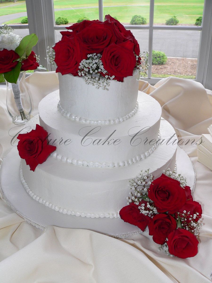 Red Rose Wedding Cake - CakeCentral.com