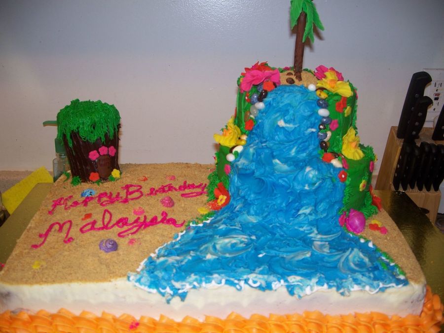 Luau Cake With Waterfall - CakeCentral.com