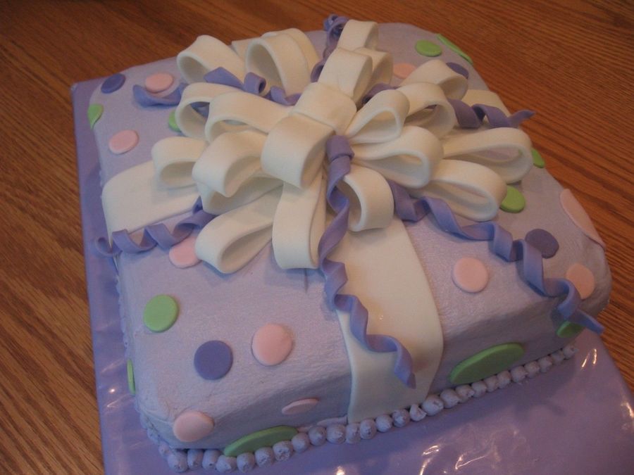 Purple Present Cake - CakeCentral.com