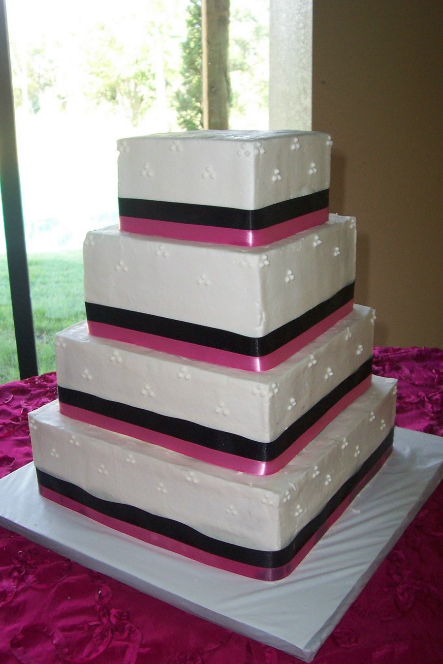 Pink And Black Wedding Cake - CakeCentral.com