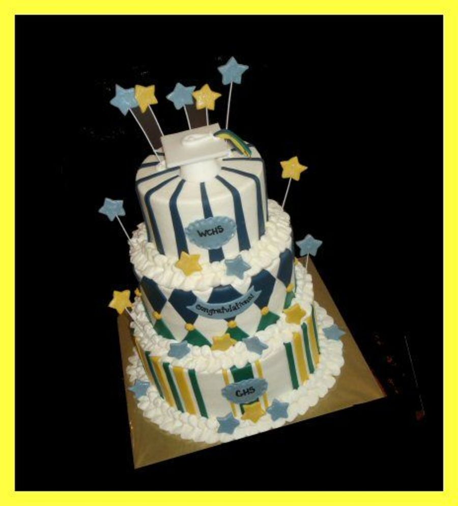 Split Personality Cake For Two School Graduation - CakeCentral.com