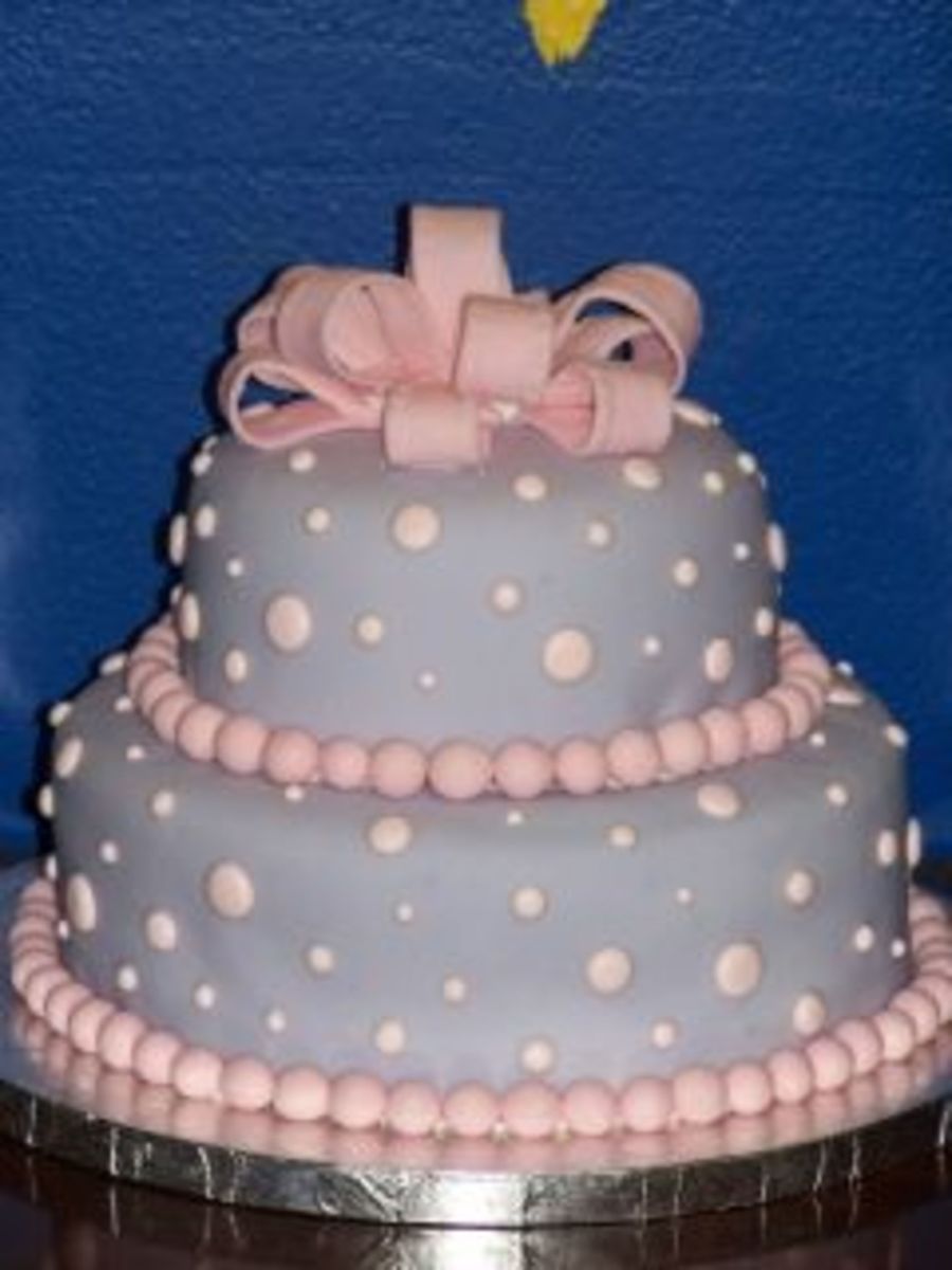 Periwinkle And Pink Button Cake - CakeCentral.com