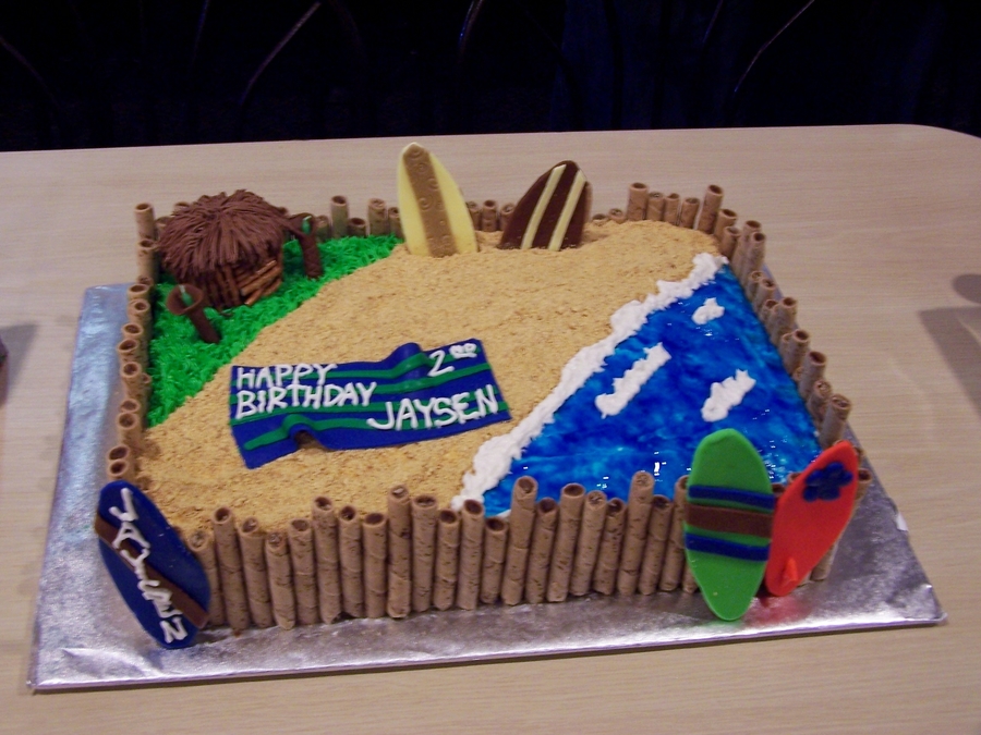 Beach/surfer Theme Birthday Cake - CakeCentral.com