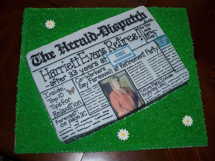 Newspaper Retirement Cake - CakeCentral.com