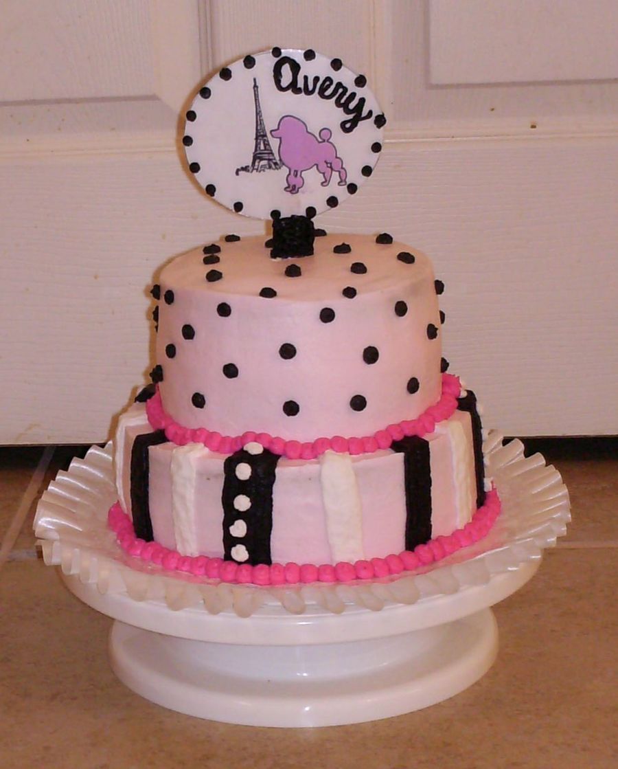 Pink Poodle In Paris Birthday Cake - CakeCentral.com
