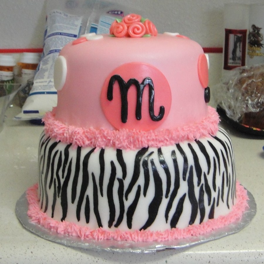Pink & Zebra Birthday Cake - CakeCentral.com