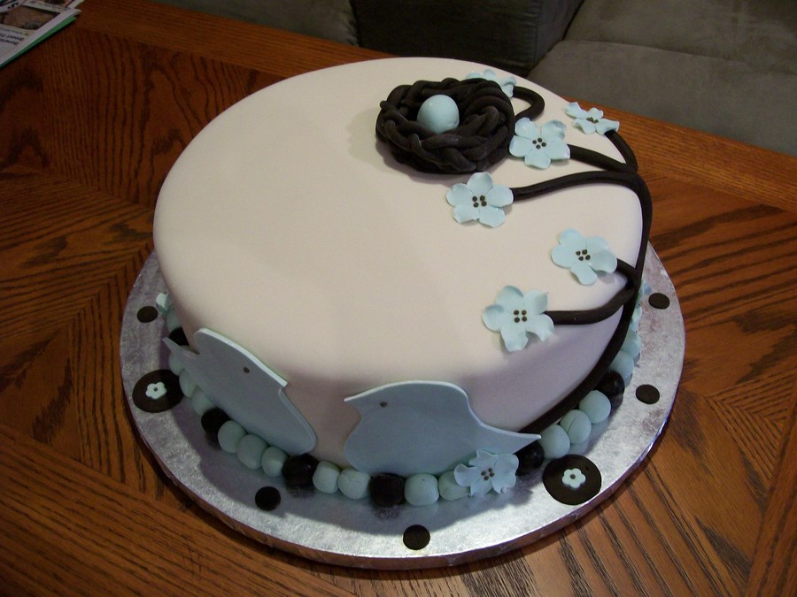 Baby Bird Shower Cake - CakeCentral.com
