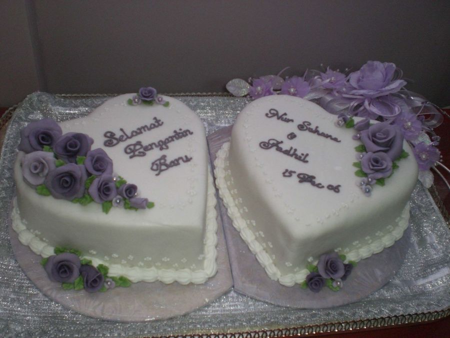 Double Heart Fondant Wedding Cake - CakeCentral.com