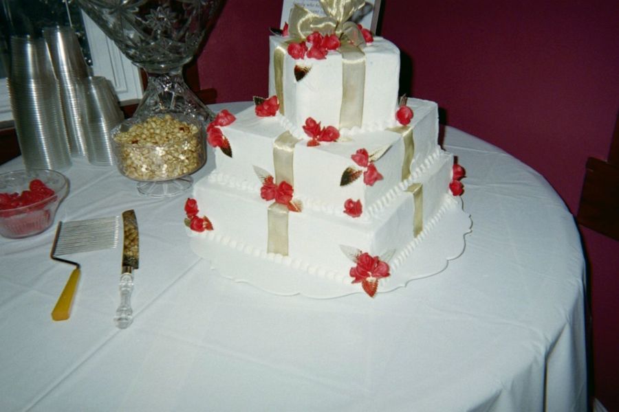 Red With Gold Ribbon - CakeCentral.com