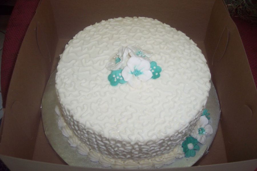 Teal Anniversary Cake - CakeCentral.com
