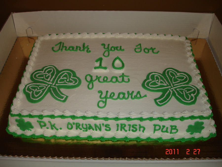 Irish Pub 10 Year Anniversary Cake - CakeCentral.com