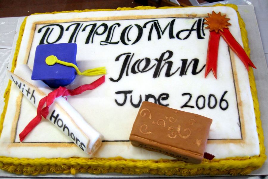 "with Honors" - Diploma Graduation Cake!! - CakeCentral.com