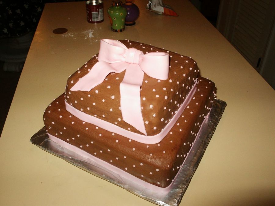 Pink Dots On Chocolate Squares - CakeCentral.com
