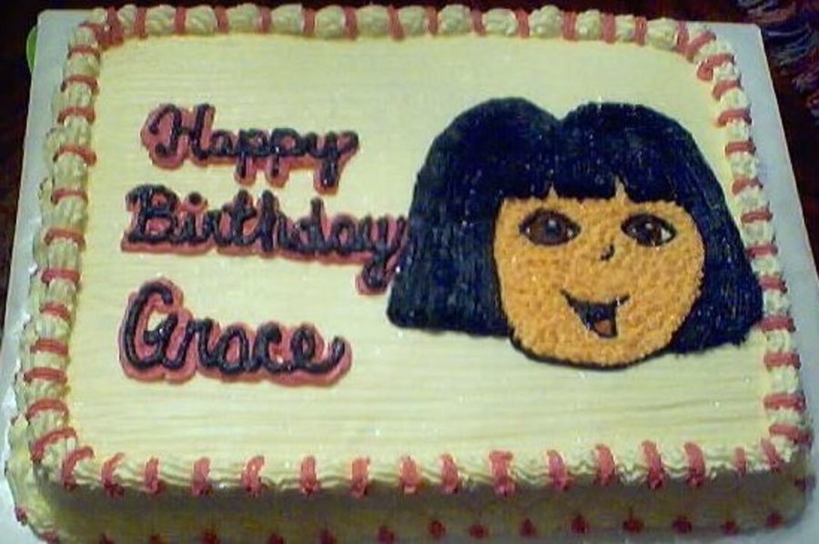 Doras The Explorer Face On Sheet Cake - CakeCentral.com
