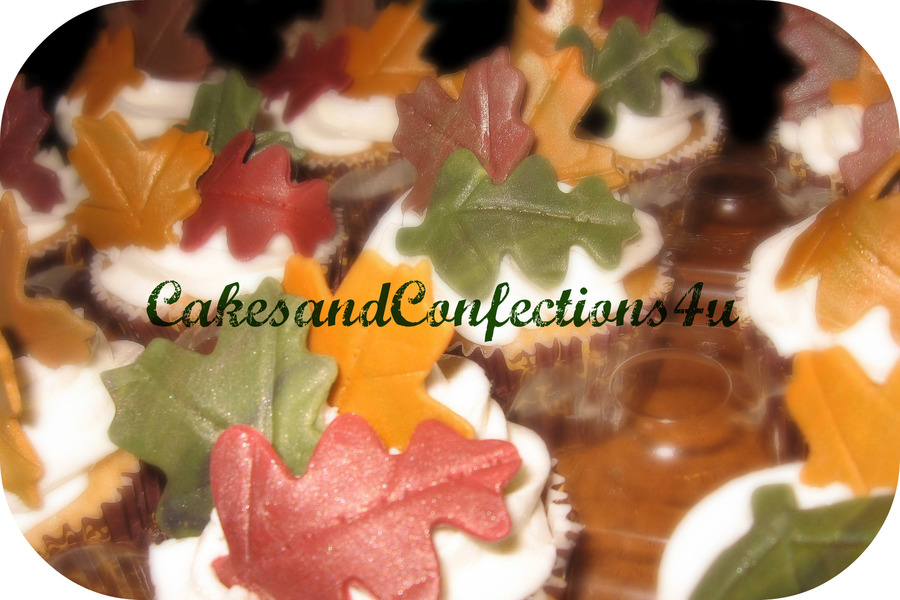 Fall Themed With Cupcake Stand - CakeCentral.com