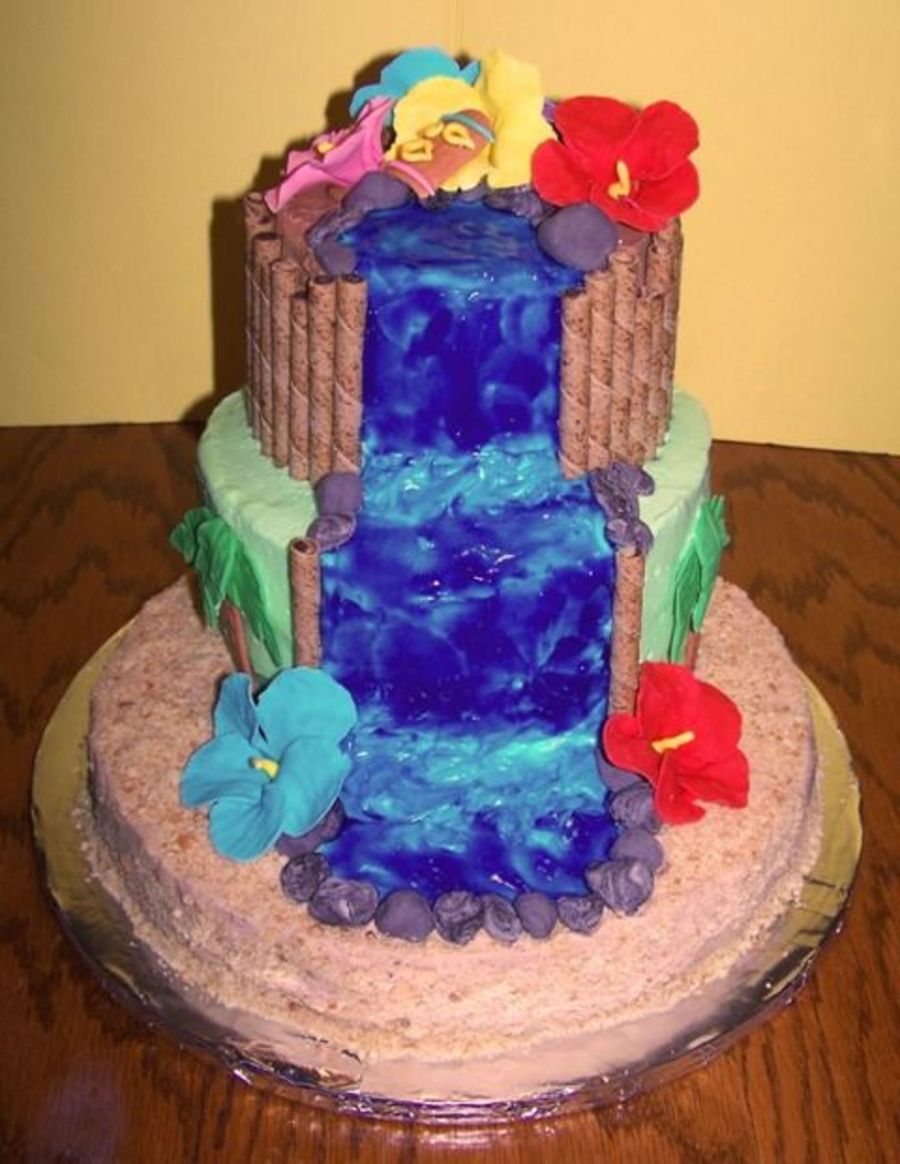 Luau Waterfall Cake - CakeCentral.com