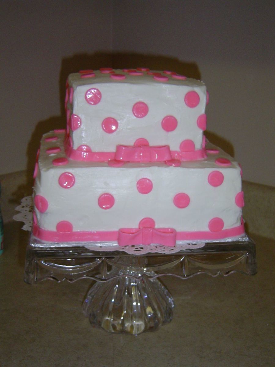 2 Layer Polka Dot Pink Cake - CakeCentral.com