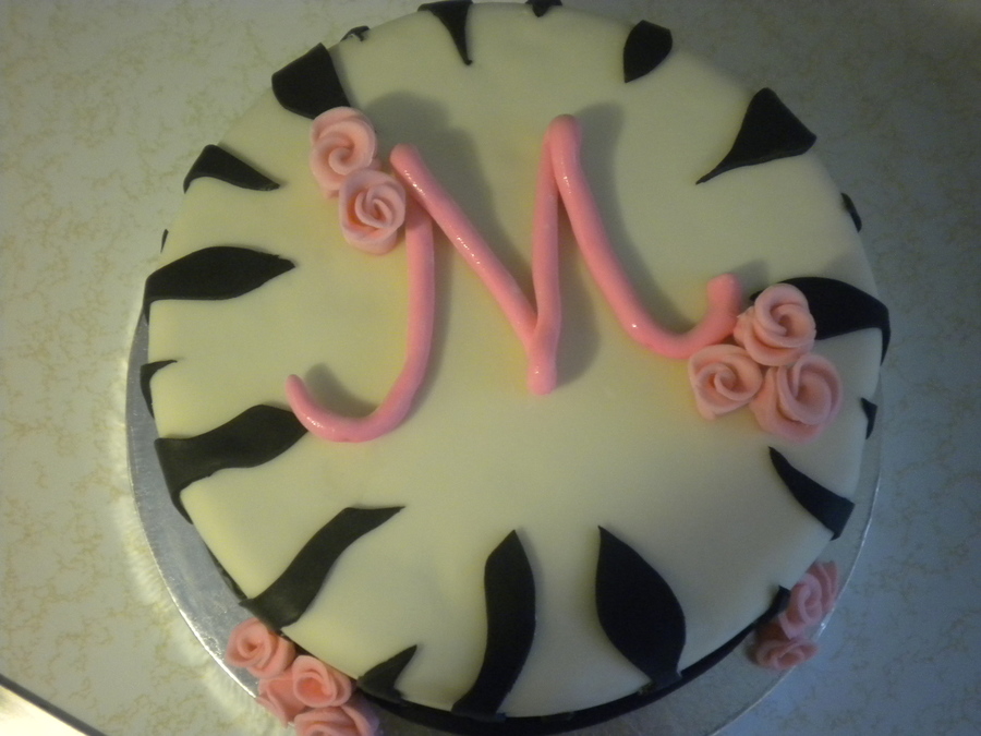 Monogram Zebra Cake - CakeCentral.com