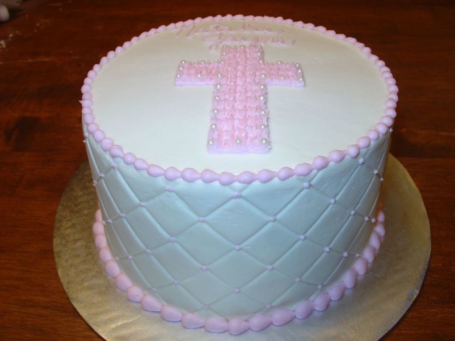 Pink Baptism With Cross - CakeCentral.com