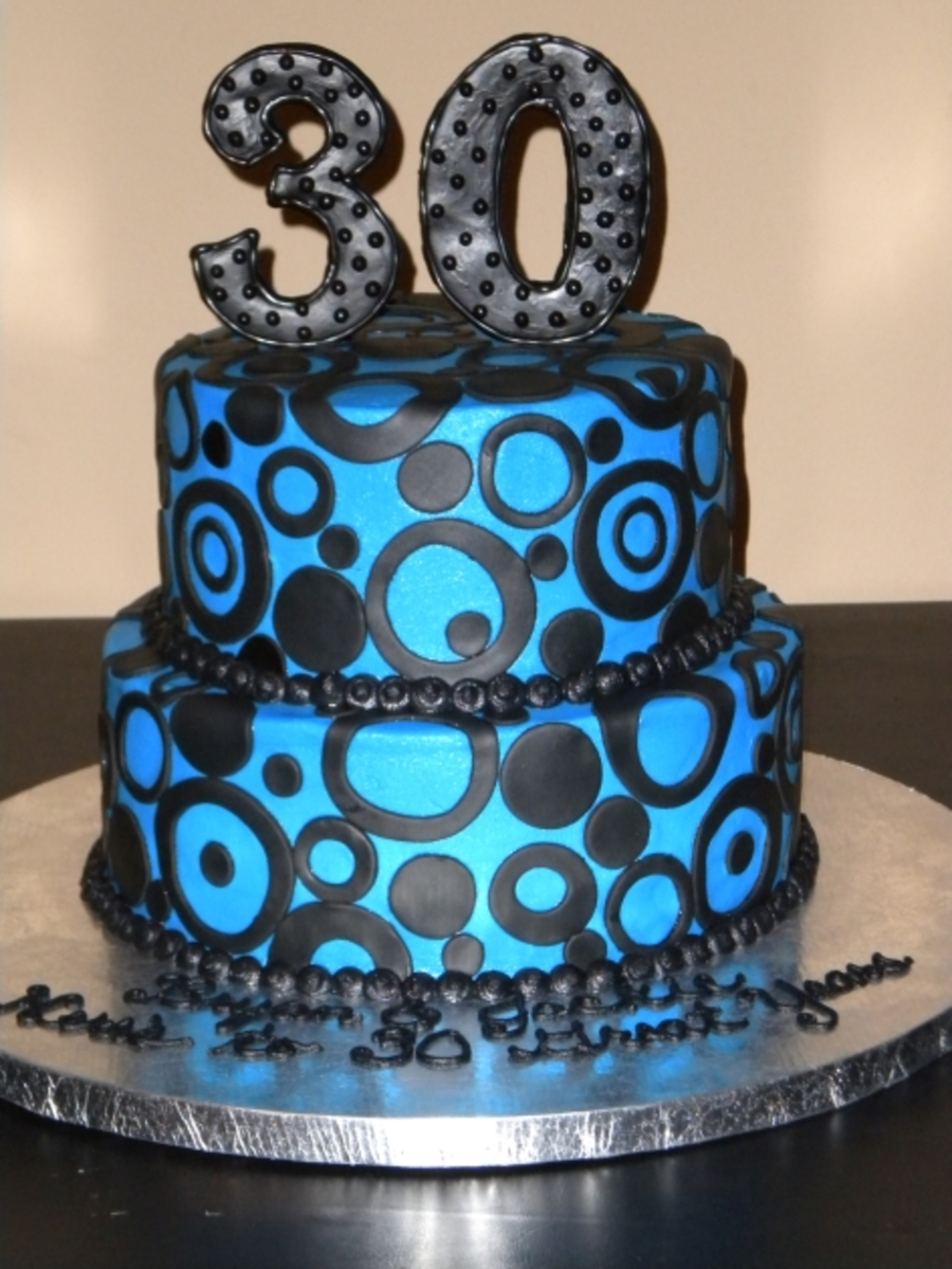 Blue With Black Circles & Dots - CakeCentral.com