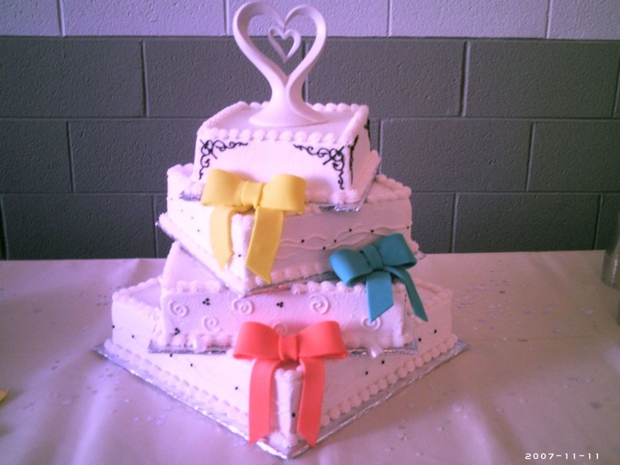 Square 4 Tier Wedding Cake - CakeCentral.com