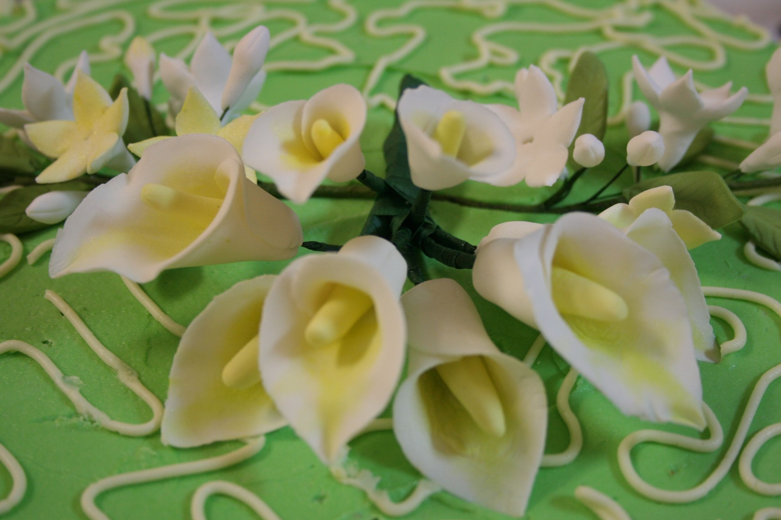 Sage Green With Calla Lilies - CakeCentral.com