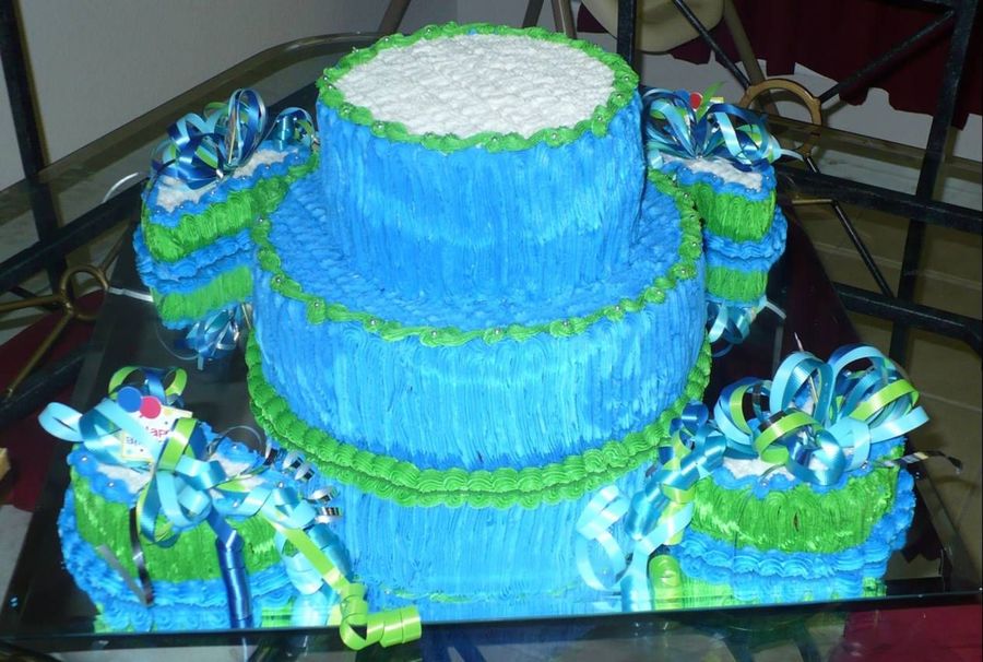 Blue/green Birthday Cake - CakeCentral.com