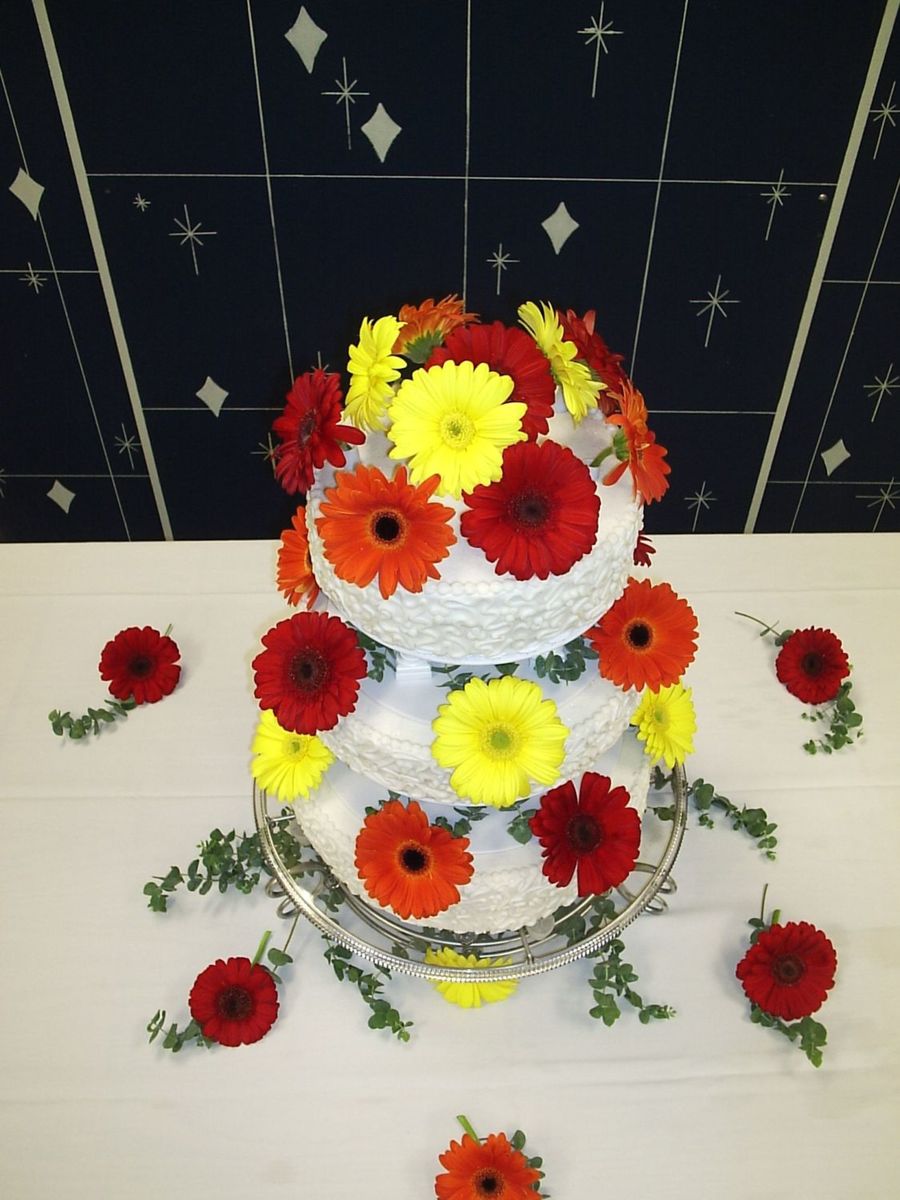 Gerbera Daisy Wedding Cake - CakeCentral.com