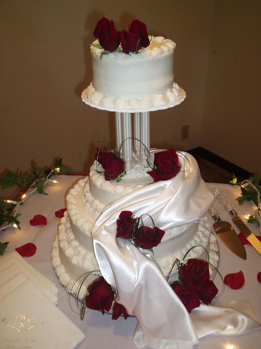 Fresh Roses And Satin Drape - CakeCentral.com