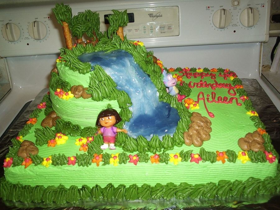Dora The Explorer Waterfall Cake - CakeCentral.com