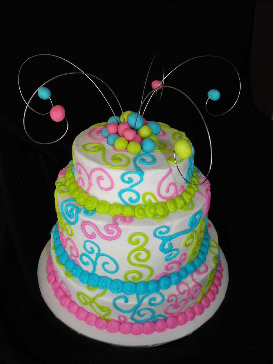 Bright Colors With Crazy Wire - CakeCentral.com