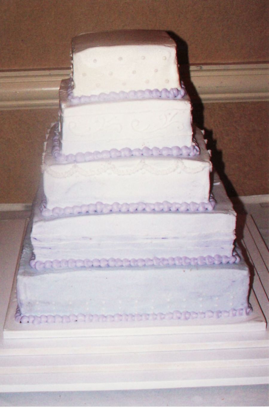 Square Purle Wedding Cake - CakeCentral.com