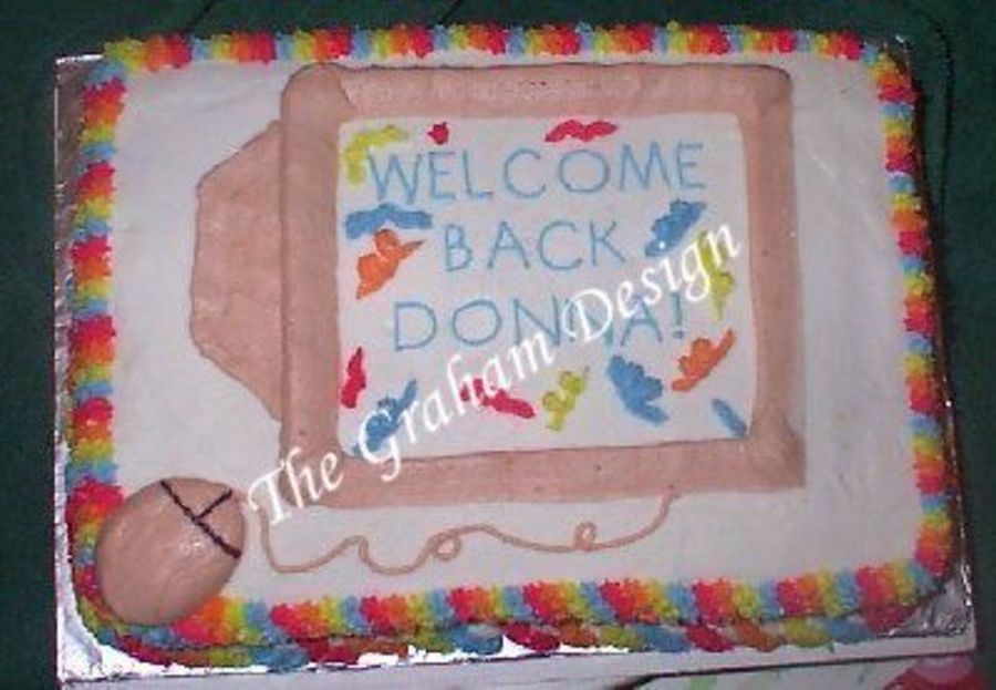 Computer Welcome Back Cake - CakeCentral.com