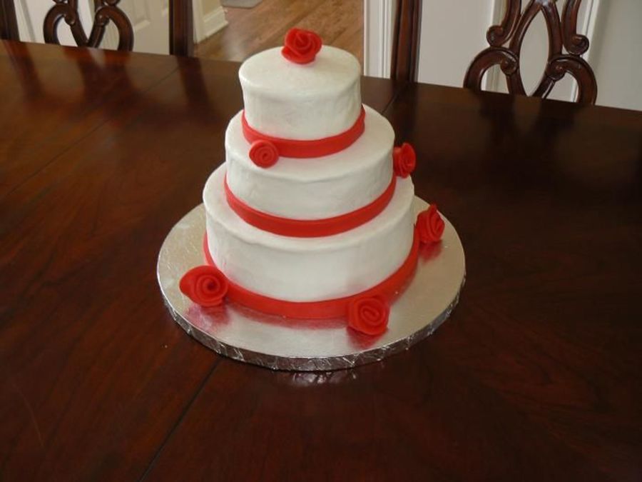 Red/white Wedding Cake - CakeCentral.com
