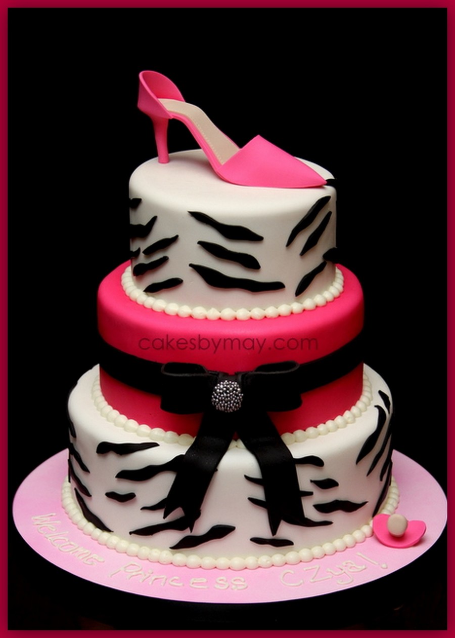 Zebra Pattern Baby Shower Cake - CakeCentral.com