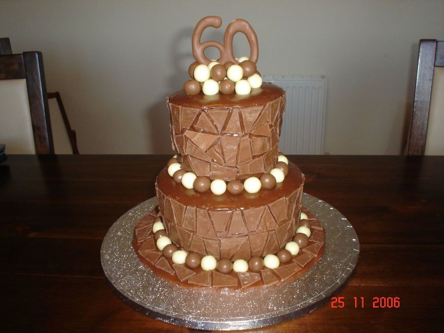 Two-Tiered Ganache And Chocolate Mosaic Cake - CakeCentral.com