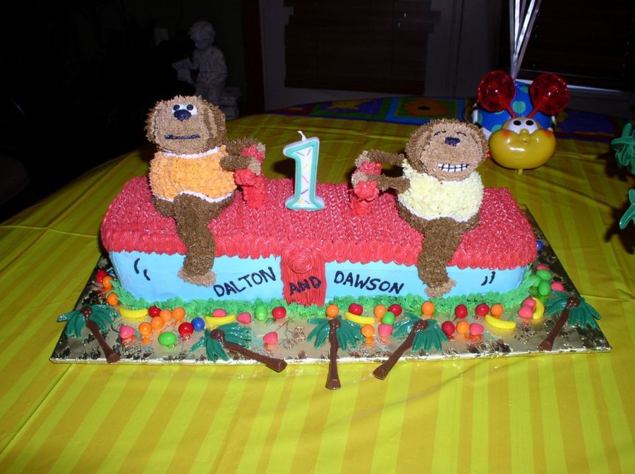 Monkeys On A Teeter Totter (Twins Birthday) - CakeCentral.com
